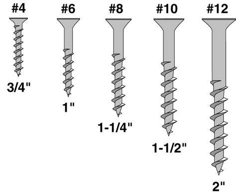 Wood Screw Sizes Chart Screw Size Chart For Cabinets Screw Size
