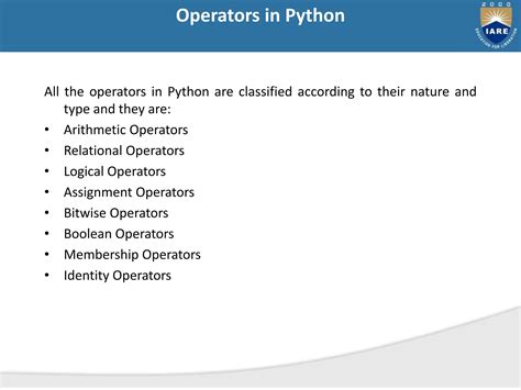 Operators In Python Arithmetic Operators Pptx