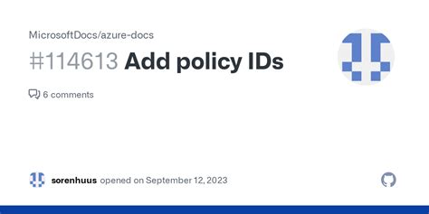 Add Policy Ids · Issue 114613 · Microsoftdocsazure Docs · Github