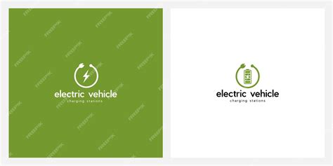 전기차 충전소 컬렉션 로고 디자인 프리미엄 벡터