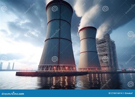 Operating Nuclear Reactors Buildings Generative Ai Stock Illustration