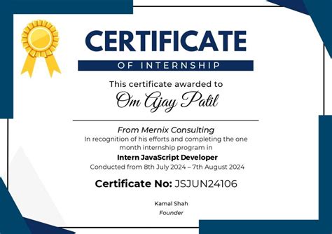 Om Patil On Linkedin Internship Fullstackdeveloper Mern Javascript