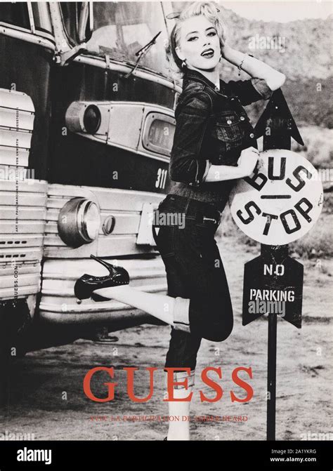 Poster Advertising Guess With Amber Heard Actress In Paper Magazine