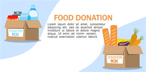 보호 장갑 자선 단체를 사용하여 음식과 함께 기부 상자를 들고 자원 봉사자 식품 기부 개념 개념에 대한 스톡 벡터 아트 및 기타 이미지 Istock