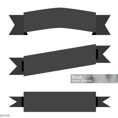 흰색 배경에 검은 색 리본 배너 플랫 스타일 웹 사이트 디자인 로고 응용 프로그램 Ui에 대한 리본 배너 텍스트 가로에 대한 검은 색 배너입니다 빈티지 리본 배너입니다 0