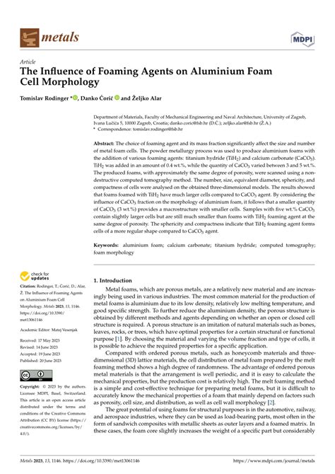pdf the influence of foaming agents on aluminium foam cell morphology