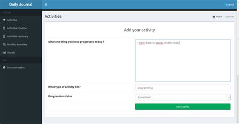 GitHub Codyowl Activitytracker A Simple Personal Activities Tracker Tool Built With Django