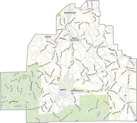 Bibb County Map Alabama Us County Maps