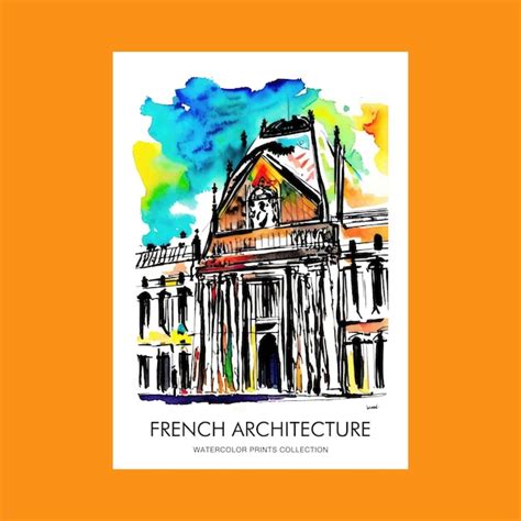 Premium Vector Ancient French Architecture Vector Poster Print