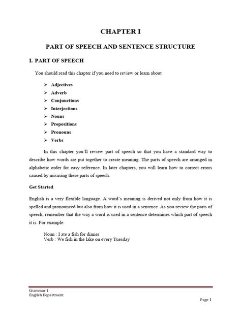 Module Chapter 1 Parts Of Speech Pdf Verb Part Of Speech