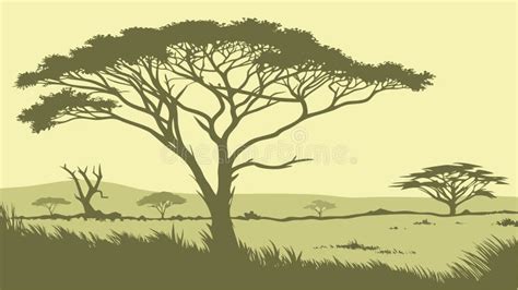 African Elephant By Tree Serene Savannah Wildlife Vector Art Vector Design Generative Ai Stock