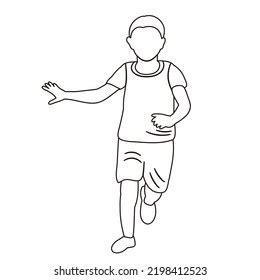 Boy Running Sketch Outline Vector เวกเตอรสตอก ปลอดคาลขสทธ