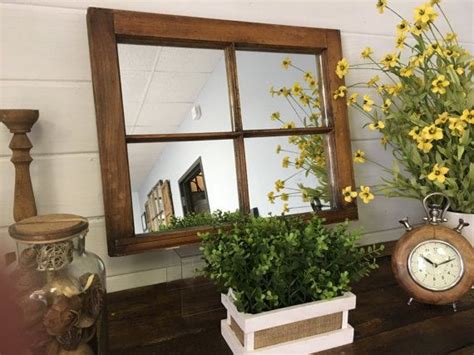 Rustic Wood Window Pane Mirror