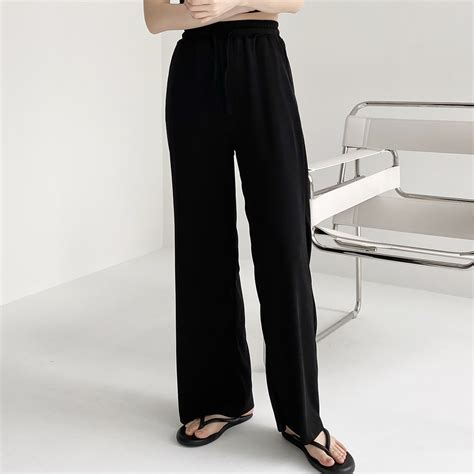 여자 3ty 찰랑 슬랙스와이드 골지 스판 밴딩 와이드팬츠 여름바지 에이블리