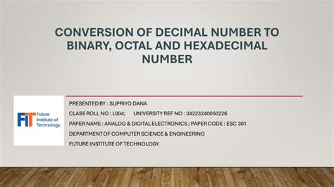 Conversion Of Decimal Number To Binary Octal And Hexadecimal Number Pdf