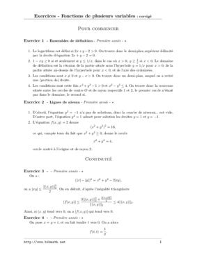 Exercices Corriges Sur Les Fonctions A Plusieurs Variables Pdf Notice Manuel D Utilisation