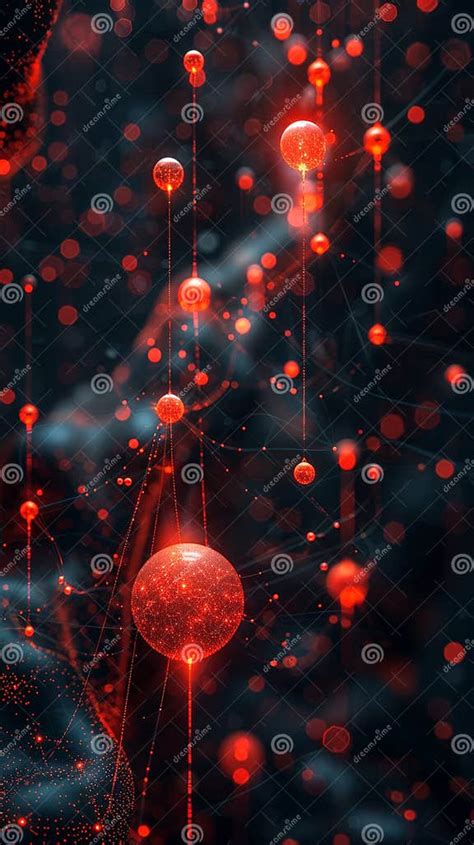 Abstract Network Of Red Glowing Orbs Connected By Lines Ideal For Futuristic Or Scientific