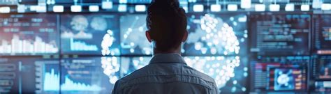 Premium Photo A Focused Man Analyzes Complex Data Across Multiple Computer Screens