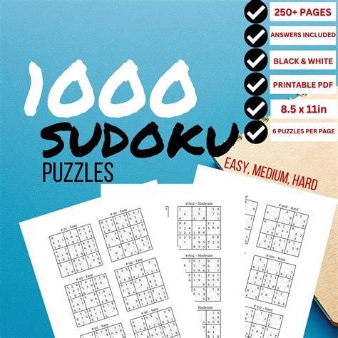 Sudoku Puzzles For Adults Sudoku Printable Digital Workbook Puzzle Book Brain Teaser Puzzle
