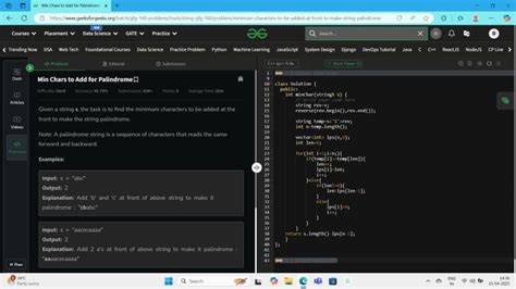 Gfg160 Gfg160 Geekstreak2025 Dsa Kmpalgorithm Palindromelogic Cpp Dola Banerjee