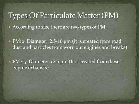 Particulate Matter Or Particle Pollution PPTX