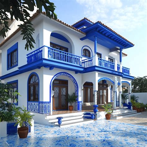 Dark Blue And White Combination House