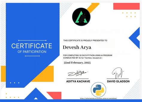 Devesh Arya On Linkedin Python Ai Machinelearning Certification