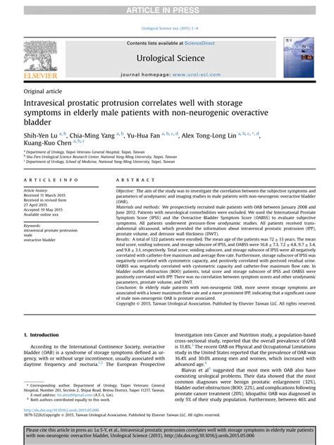 Pdf Intravesical Prostatic Protrusion Correlates Well With Storage Symptoms In Elderly Male