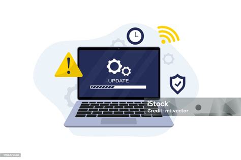 시스템 업데이트 시스템 소프트웨어 업데이트 개념입니다 업데이트 프로세스 새 소프트웨어 운영 체제를 설치합니다 기술적 오류 및 서비스 벡터 그림 소프트웨어 업데이트에 대한