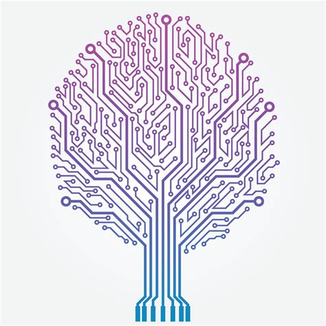 Vector Circuit Technology Tree On White Background Computer Engineering Hardware System