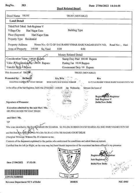 Registration Certificate Helping Hands