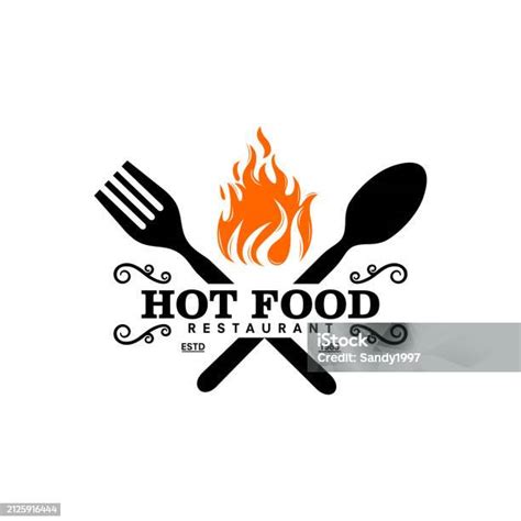 뜨거운 음식 로고 디자인 벡터 일러스트 레이 션 레스토랑 상징 벡터 요리사에 대한 스톡 벡터 아트 및 기타 이미지 요리사