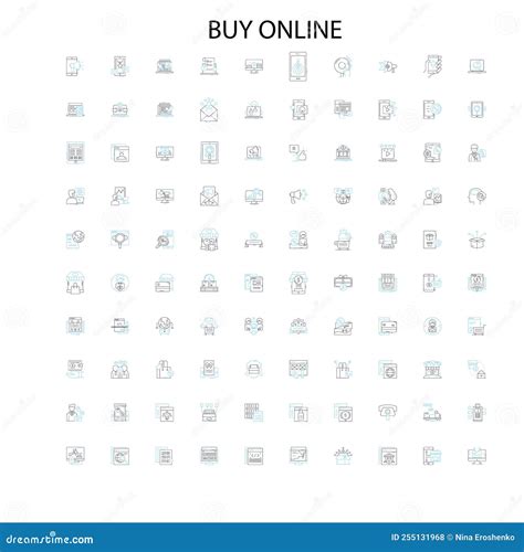 Buy Online Icons Signs Outline Symbols Concept Linear Illustration