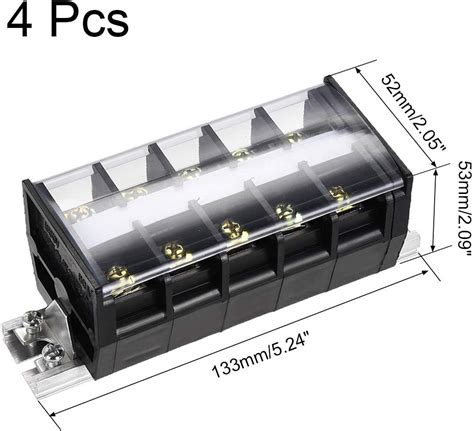 Uxcell Barrier Terminal Strip Block Positions V A Dual Rows DIN Rail Base Screw Connector