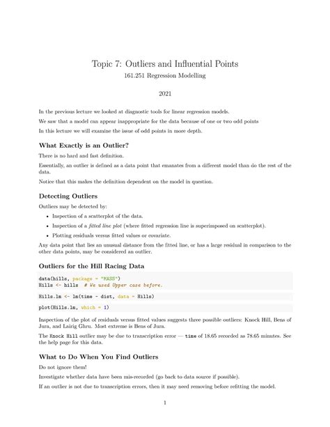 Topic 7 Lecture Notes Topic 7 Outliers And Influential Points 161