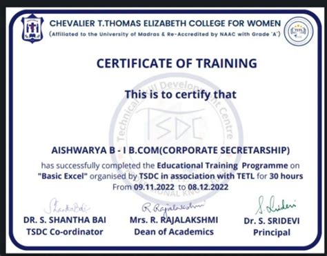 Completed Basic Excel Course Aishwarya B Posted On The Topic Linkedin