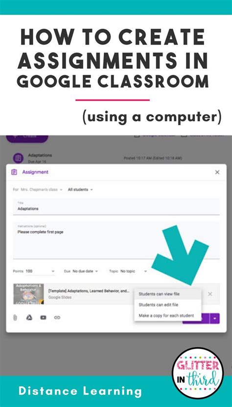 How To Create Assignments In Google Classroom Using A Computer Google