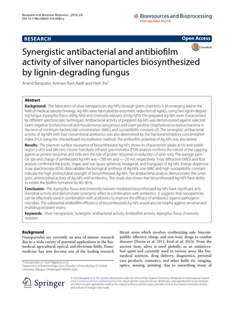 Synergistic Antibacterial And Antibiofilm Activity Of Silver