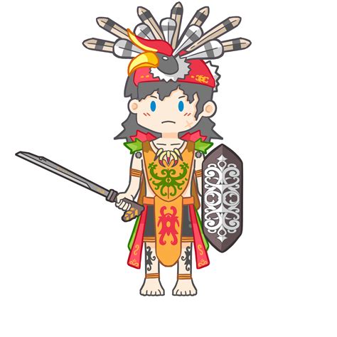 Cute Dayak With Shield And Mandau 15329546 Png