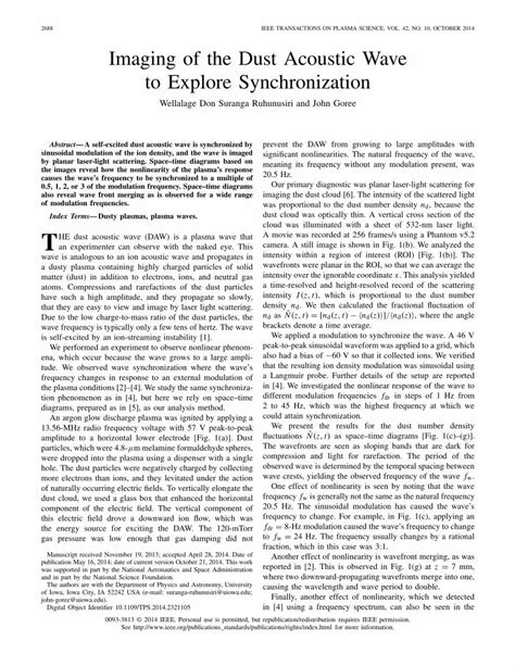 Pdf Imaging Of The Dust Acoustic Wave To Explore Synchronization Dokumen Tips