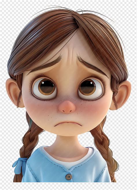 Cute Sad Cartoon Girl