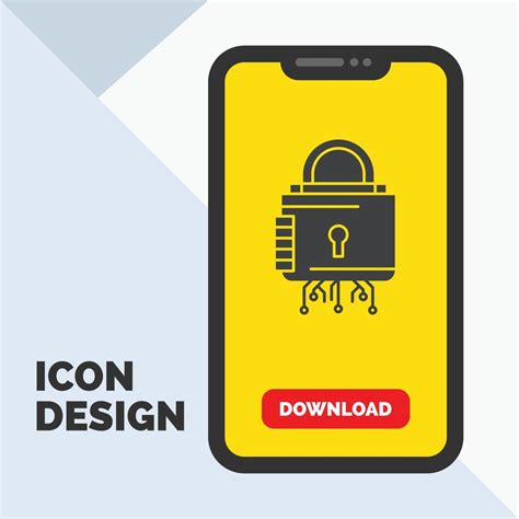 Security Cyber Lock Protection Secure Glyph Icon In Mobile For