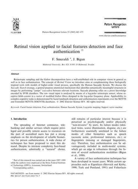 Pdf Retinal Vision Applied To Facial Features Detection And Face
