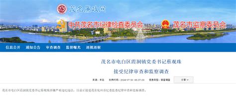 电白区霞洞镇党委书记蔡观珠被查茂名叶洁监察