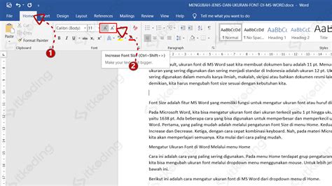 memperbesar dan memperkecil ukuran font font size di ms word