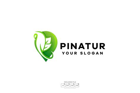 Pin Leaf Gradient Logo Branding And Logo Templates ~ Creative Market