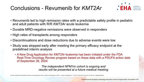 Revumenib Resilience Sustaining Benefits In Rr Kmt2ar Acute Leukemia