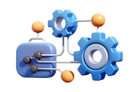 3d ai automation flow vector concept with gears and data streams