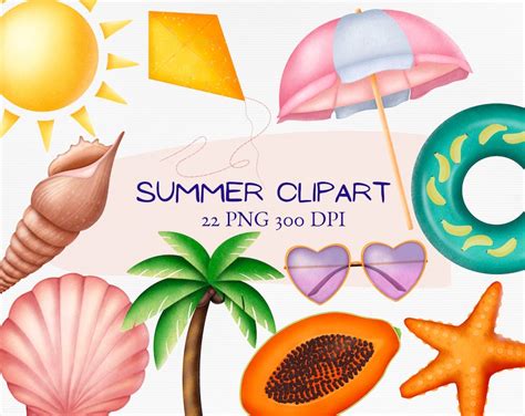 Summer Clipart Beach Png Tropical Illustration Ice Cream Papaya