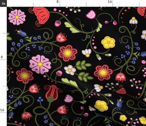 Nipin Blossom Midnight Fabric Spoonflower